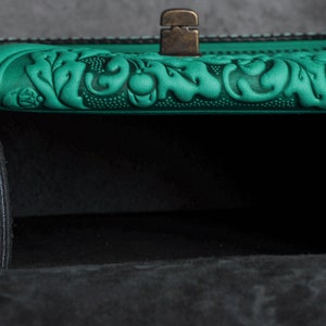 Turquoise Leather Purse, Hot Tooled Leather, Embossed Leather Bag ...