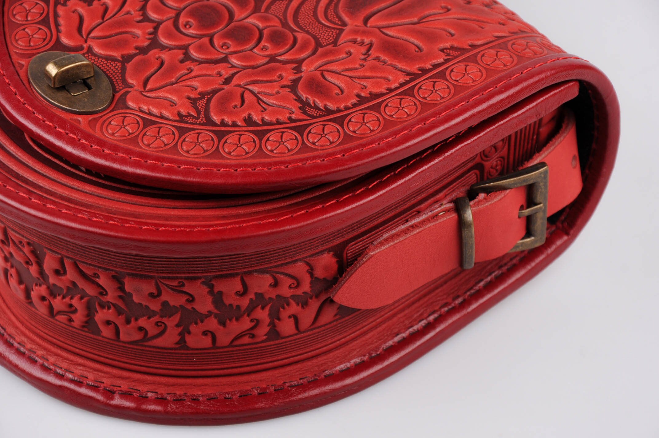 Red Bag Ladies Red Shoulder Bag Round Leather Bag Red | Etsy