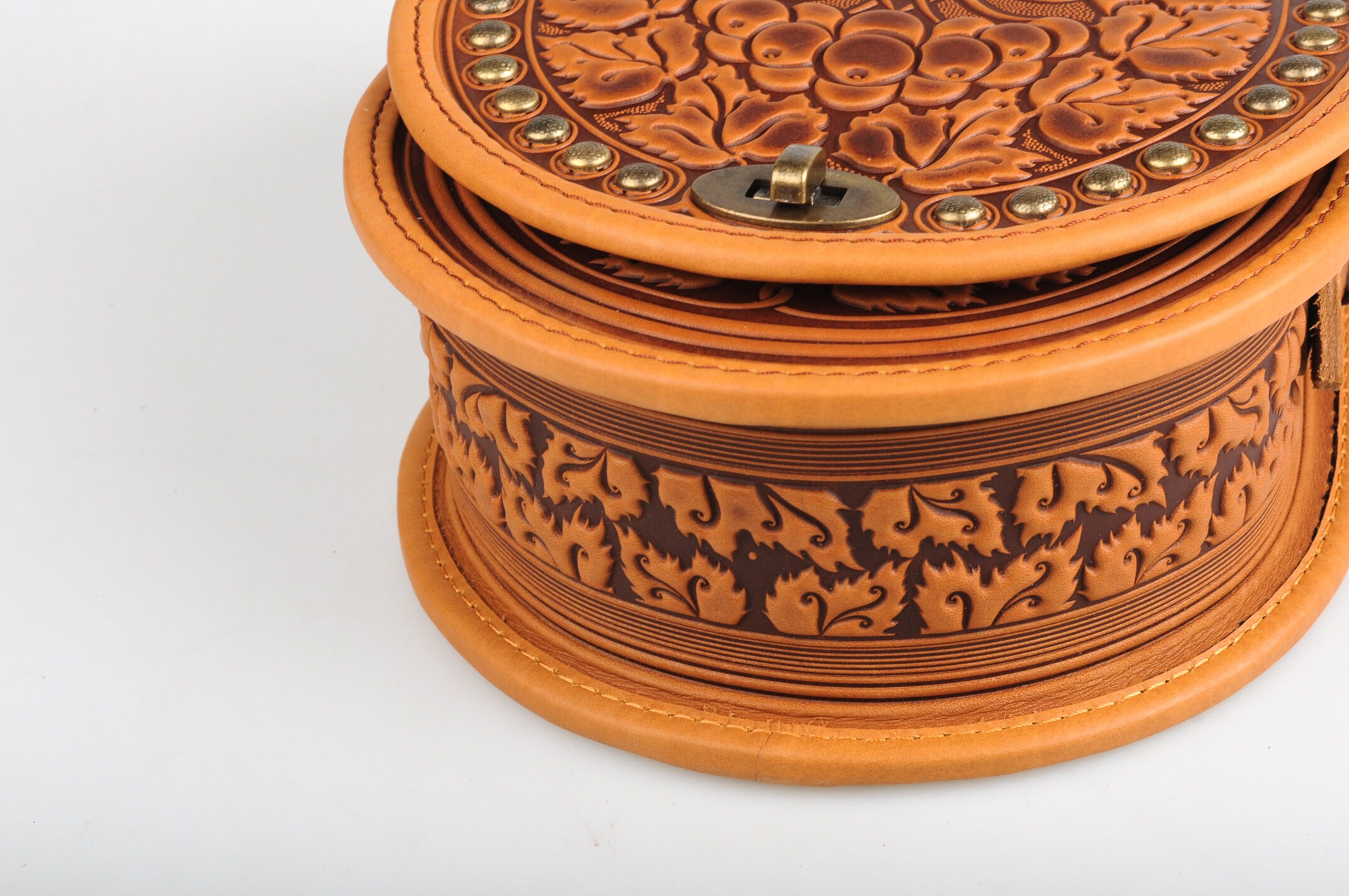 Foxy Bag With Metal Round Leather Bag Embossed Bag Foxy | Etsy