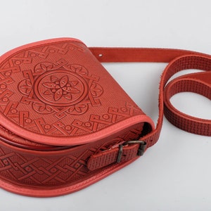 Round Crossbody Bag, Shoulder Leather Bag, Red Leather Purse, Hot ...