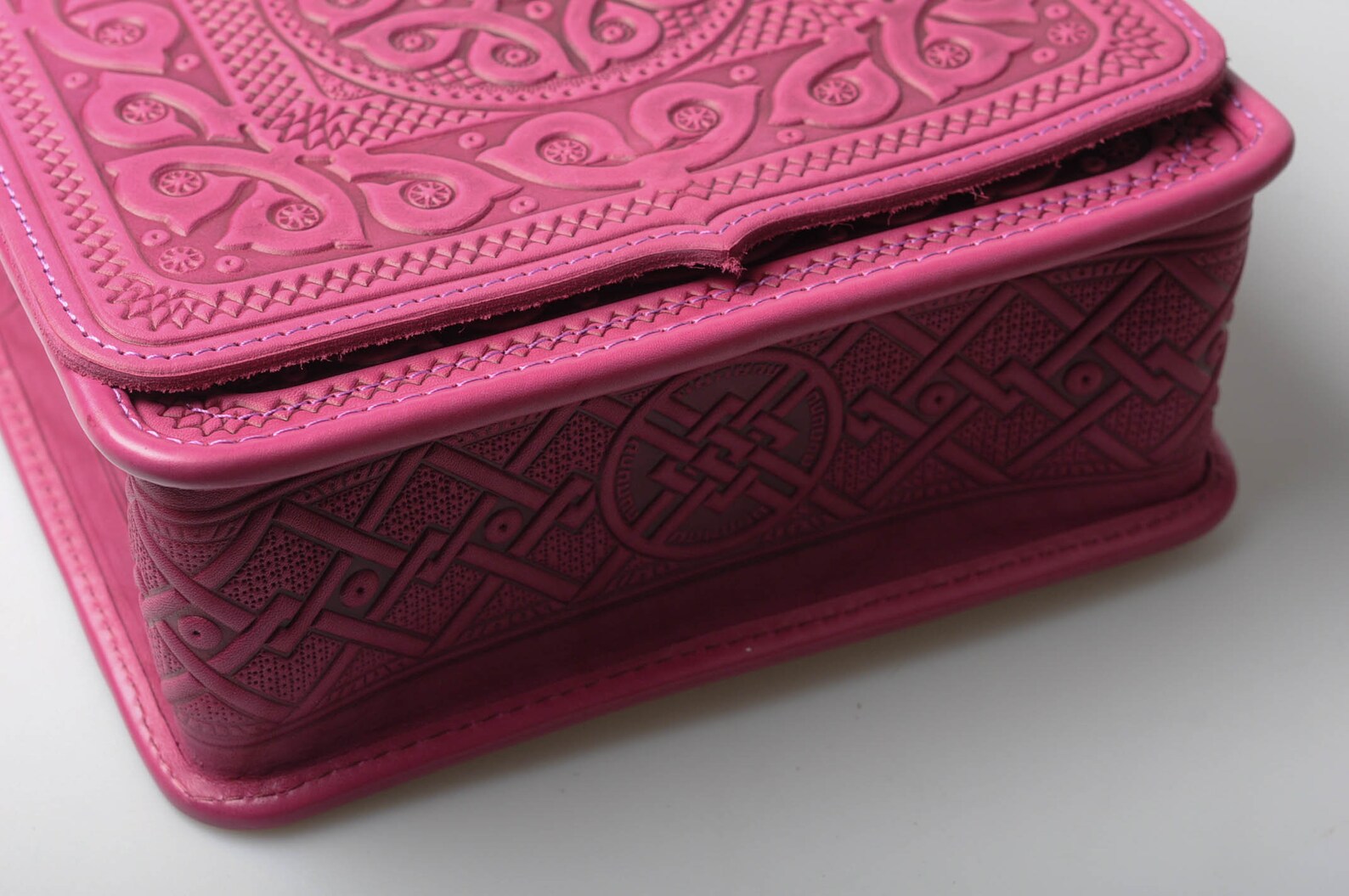 Pink Leather Purse Pink Messenger Bag Hot Tooled Purse | Etsy