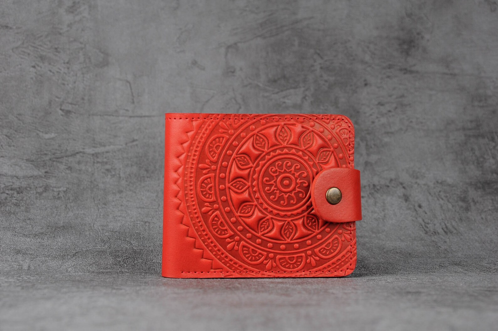 Red Wallet Ladies Soft Leather Wallet Pocket Wallet Mandala - Etsy