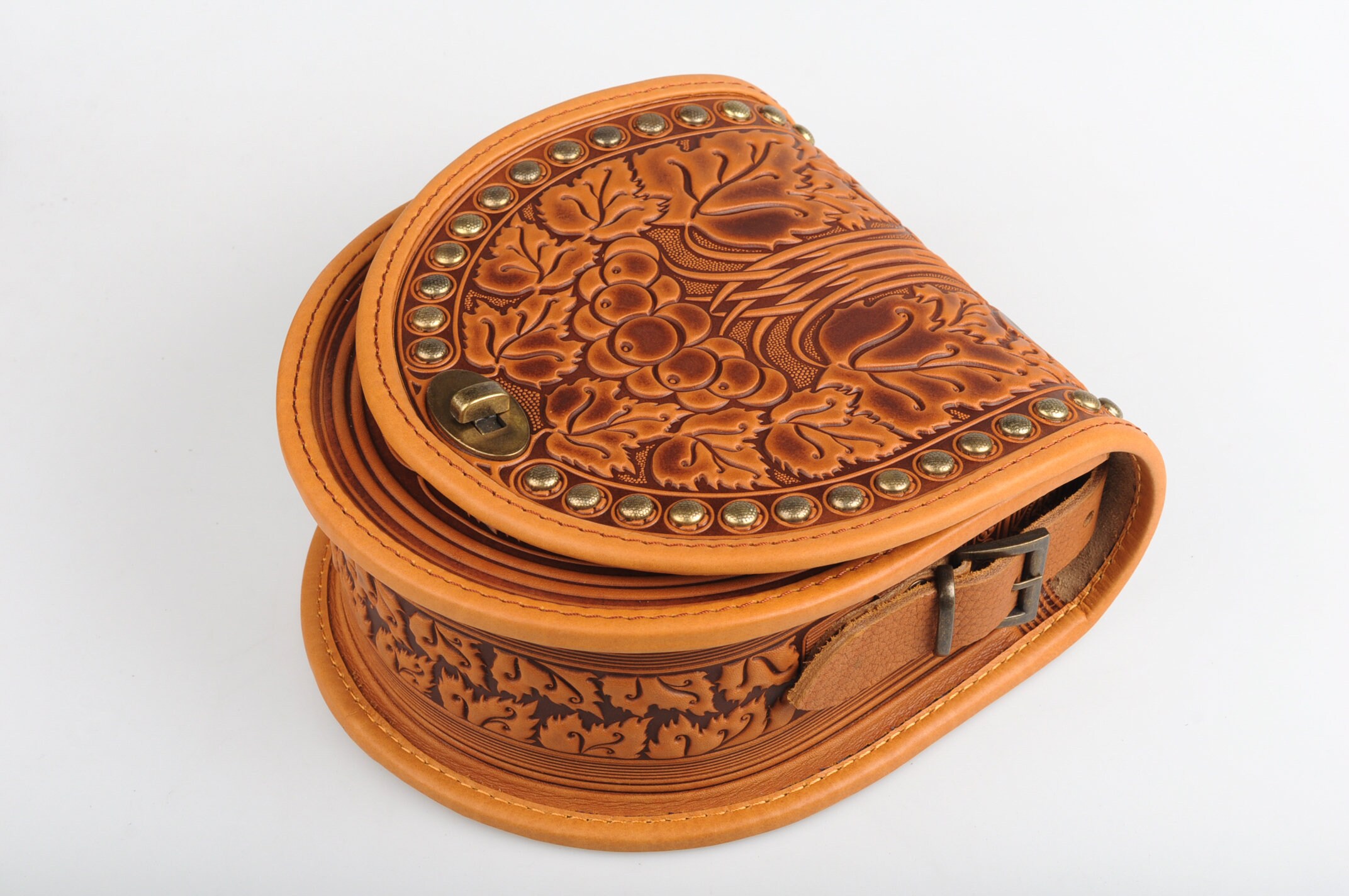 Foxy Bag With Metal Round Leather Bag Embossed Bag Foxy - Etsy