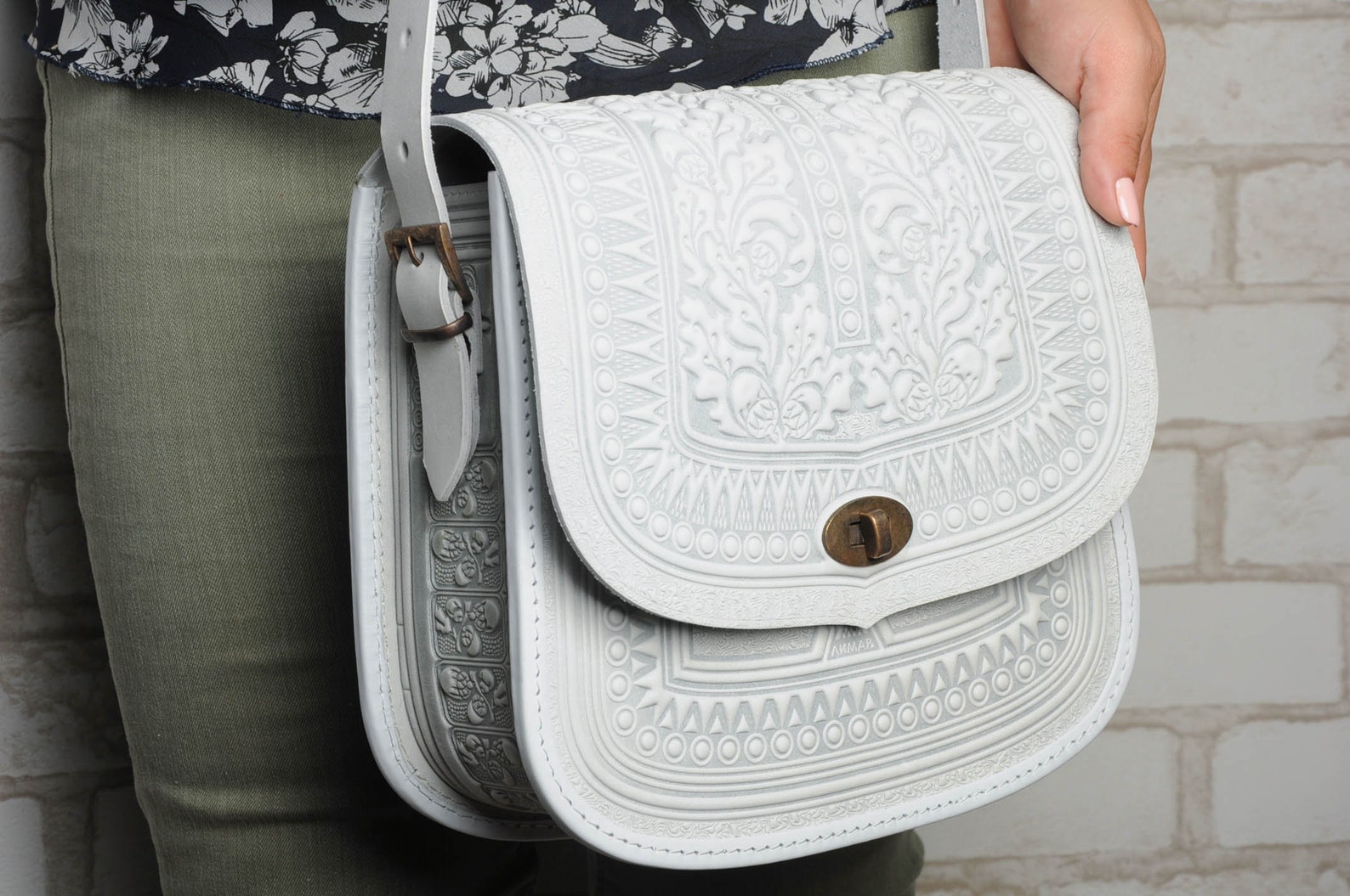 Big Leather Bag White Messenger Bag Genuine Leather Bag - Etsy