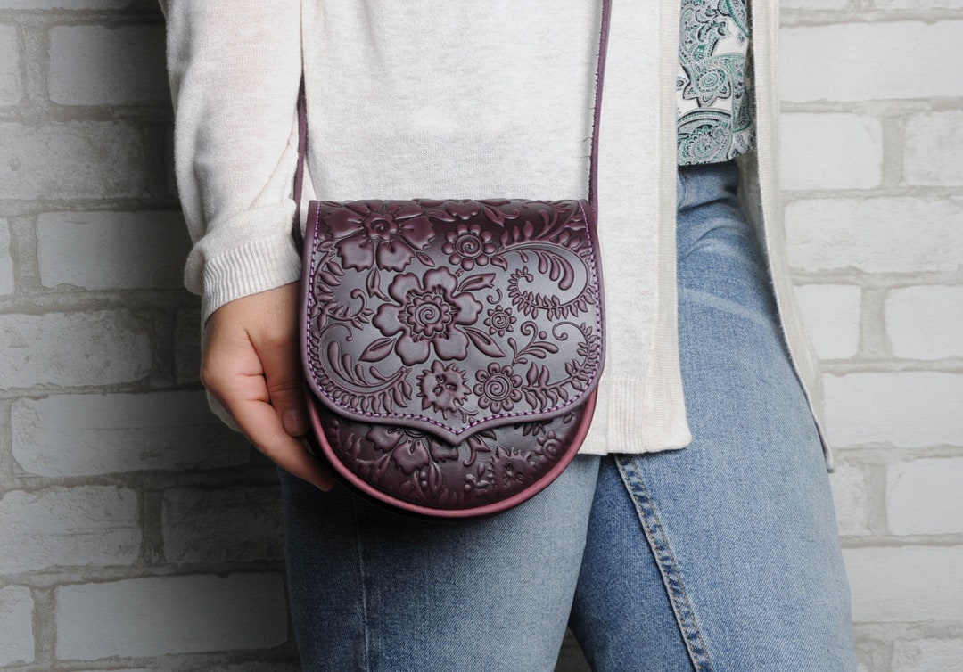 Purple Mini Purse, Mini Bag Crossbody, Purple Leather Bag, Leather ...