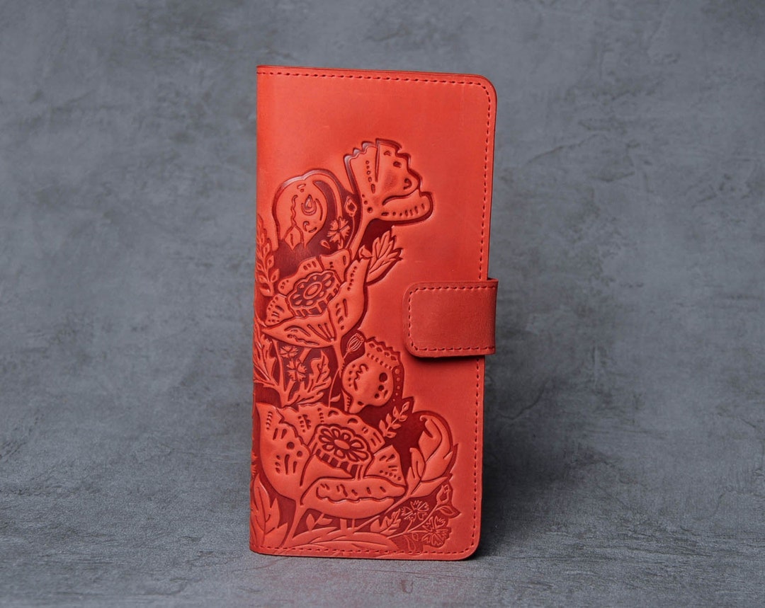 Red Leather Wallet, Soft Leather Wallet, Wallet With Coin Pocket, Long ...