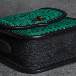 Turquoise Leather Purse, Hot Tooled Leather, Embossed Leather Bag ...