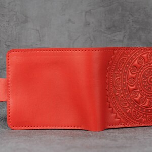 Red Wallet Ladies Soft Leather Wallet Pocket Wallet Mandala - Etsy