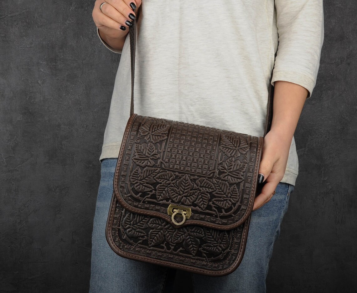 Brown Crossbody Bag Leather Purse Brown Leather Bag | Etsy