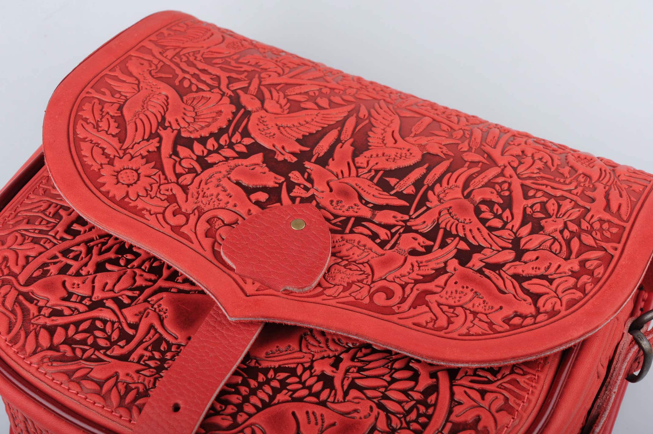 Red Messenger Bag Big Leather Purse Hot Tooled Purse Red - Etsy