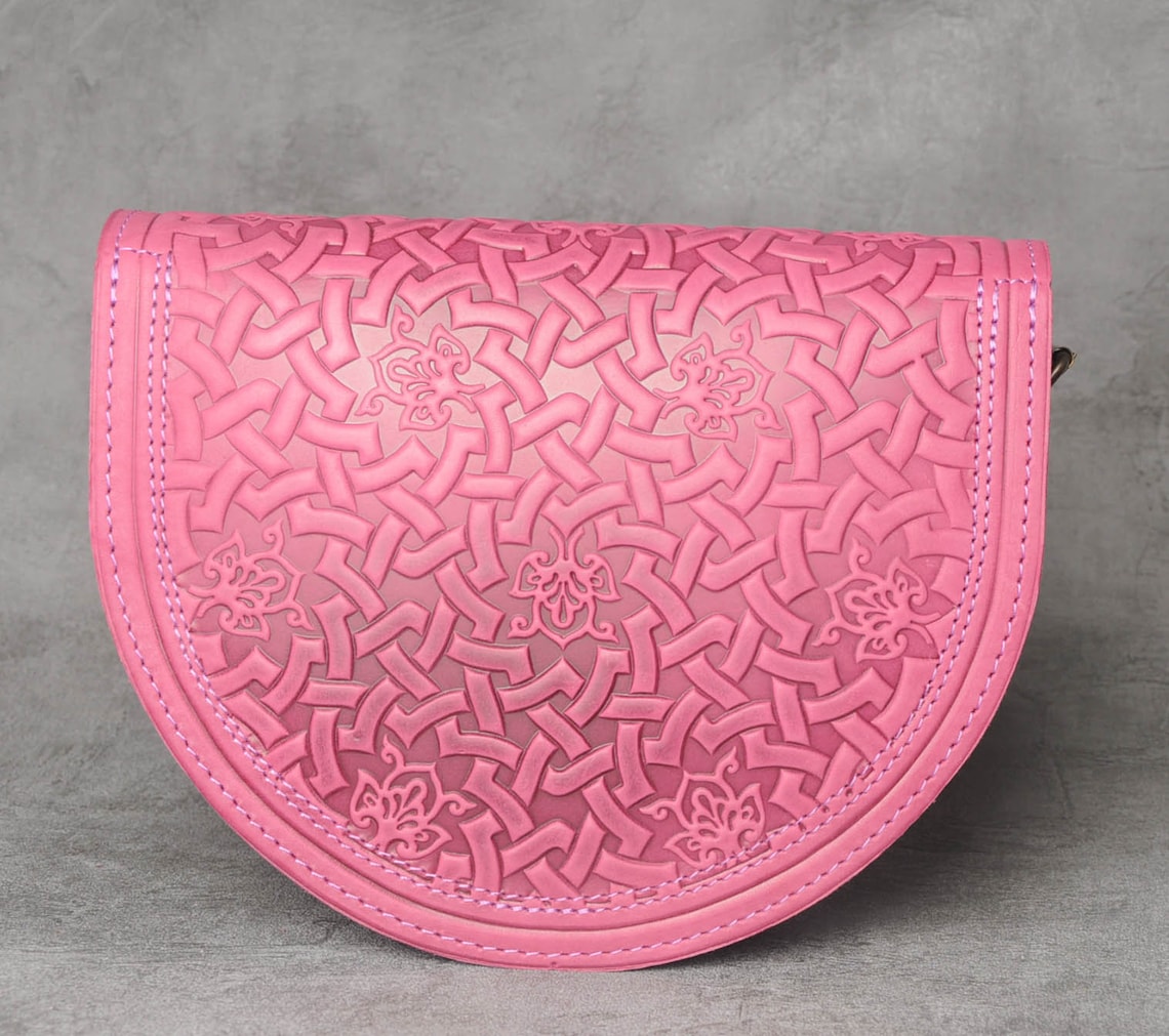 Pink Leather Purse Big Shoulder Bag Pink Genuine Leather - Etsy