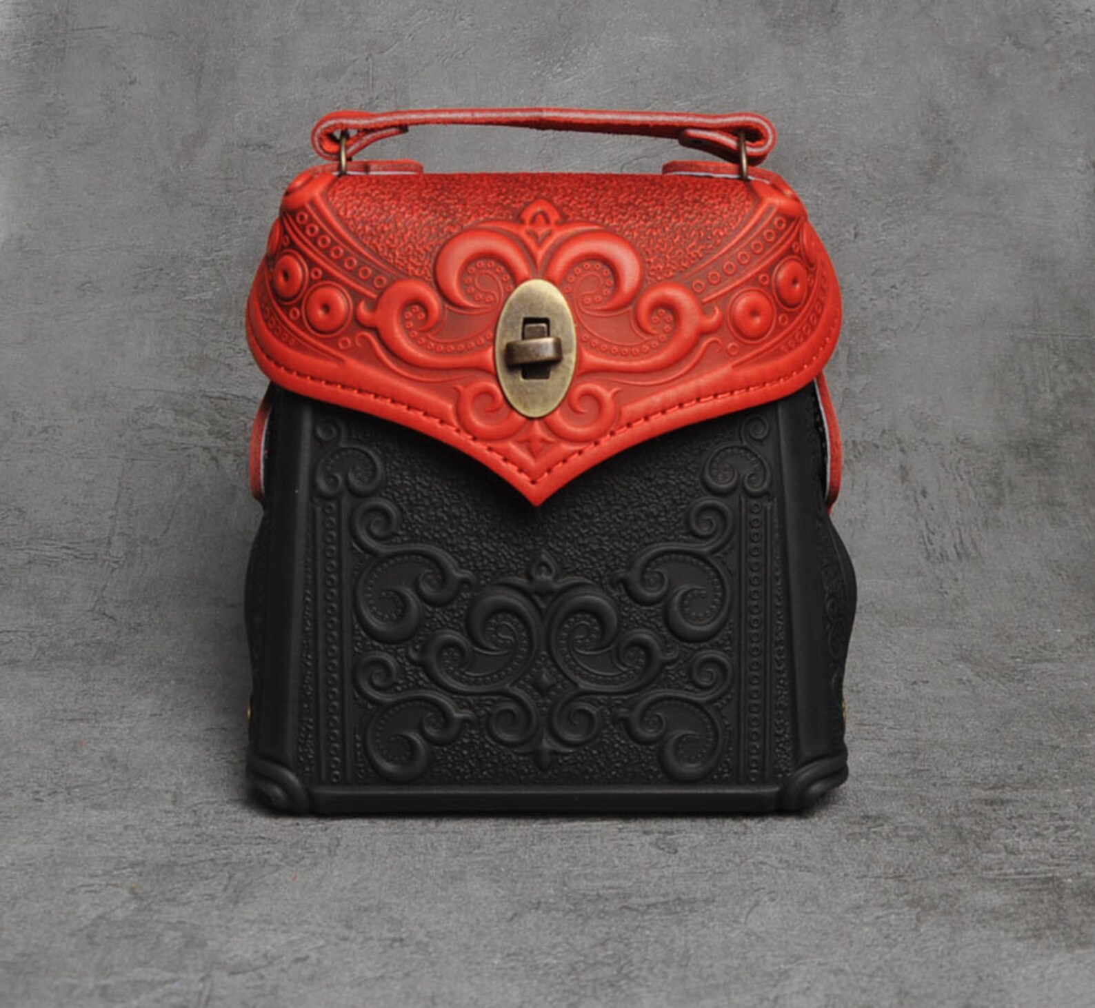 Leather Backpack Women Redblack Leather Backpack Boho - Etsy