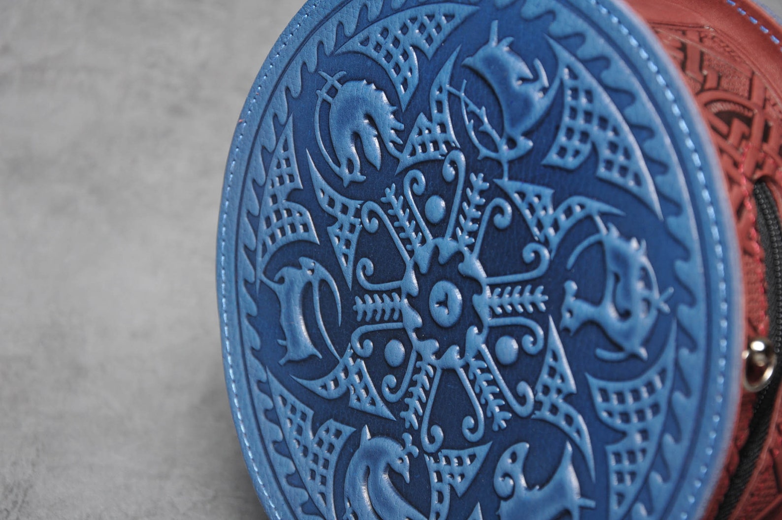 Blue round bag blue leather purse women round bags leather | Etsy