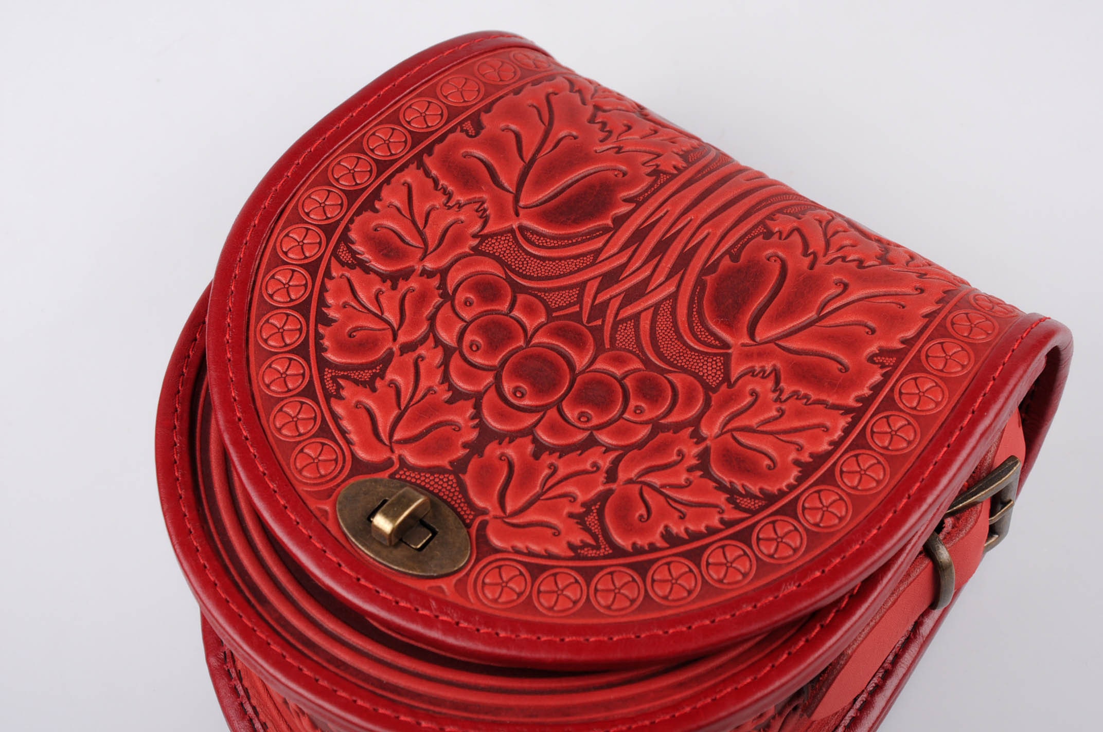 Red Bag Ladies Red Shoulder Bag Round Leather Bag Red | Etsy