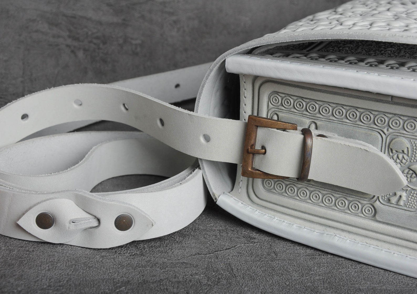 Big Leather Bag White Messenger Bag Genuine Leather Bag - Etsy