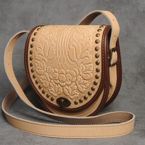 Round Leather Bag - Etsy