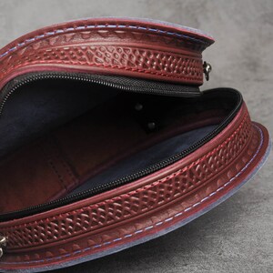 Blue Round Bag, Blue Leather Purse, Women Round Bags, Leather Evening ...