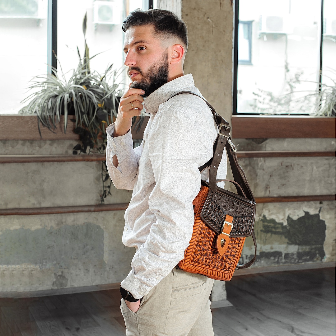 Leather Tablet Bag Mens, Brown Backpack Mens, Tablet Leather Bag A5 ...