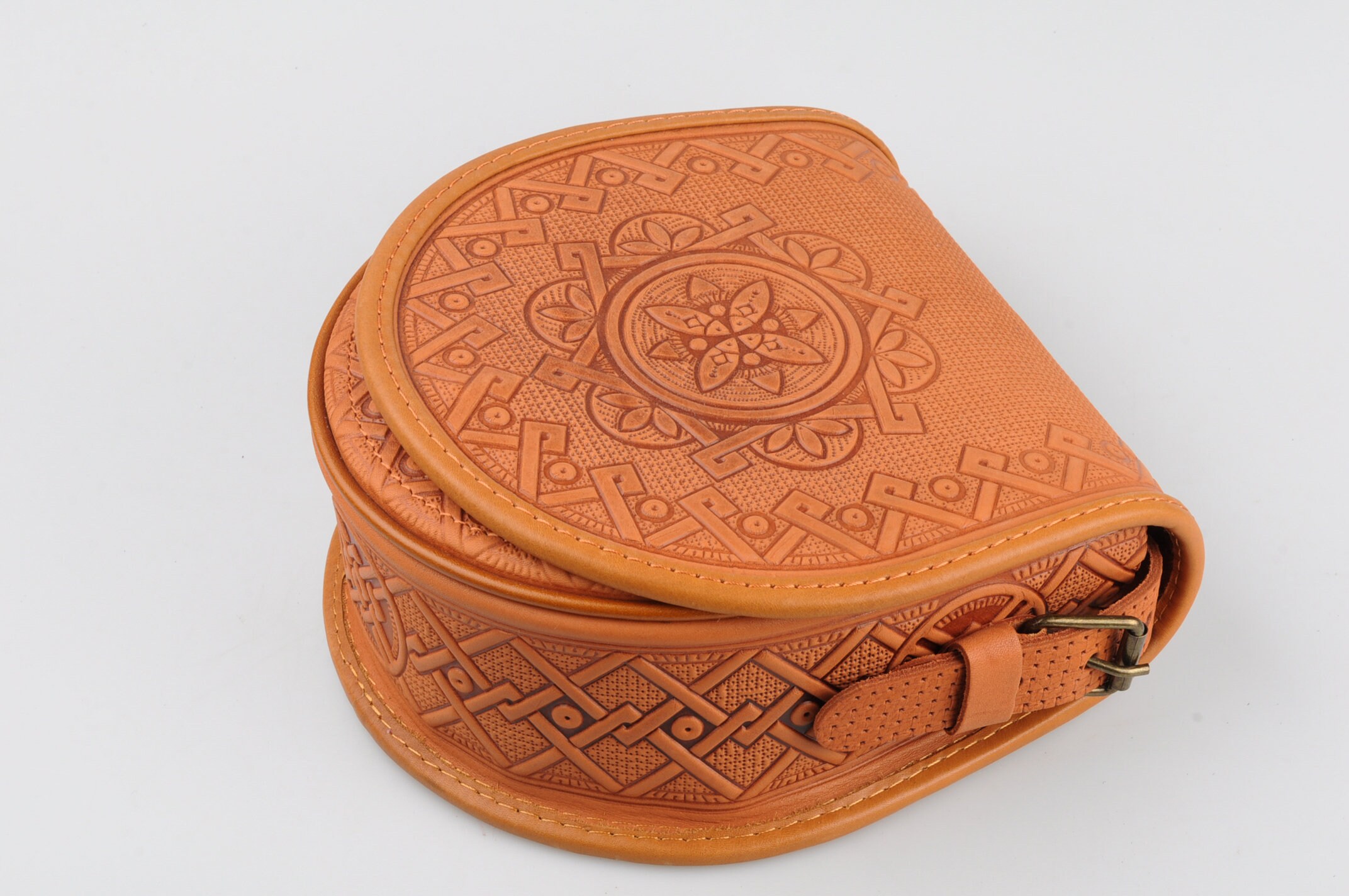 Foxy leather bag round crossbody bag orange shoulder bag | Etsy