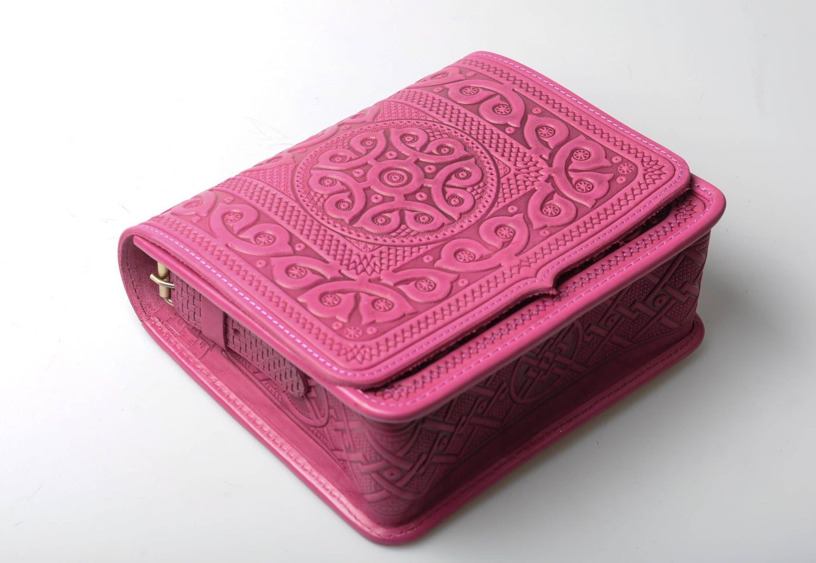 Pink Leather Purse Pink Messenger Bag Hot Tooled Purse | Etsy