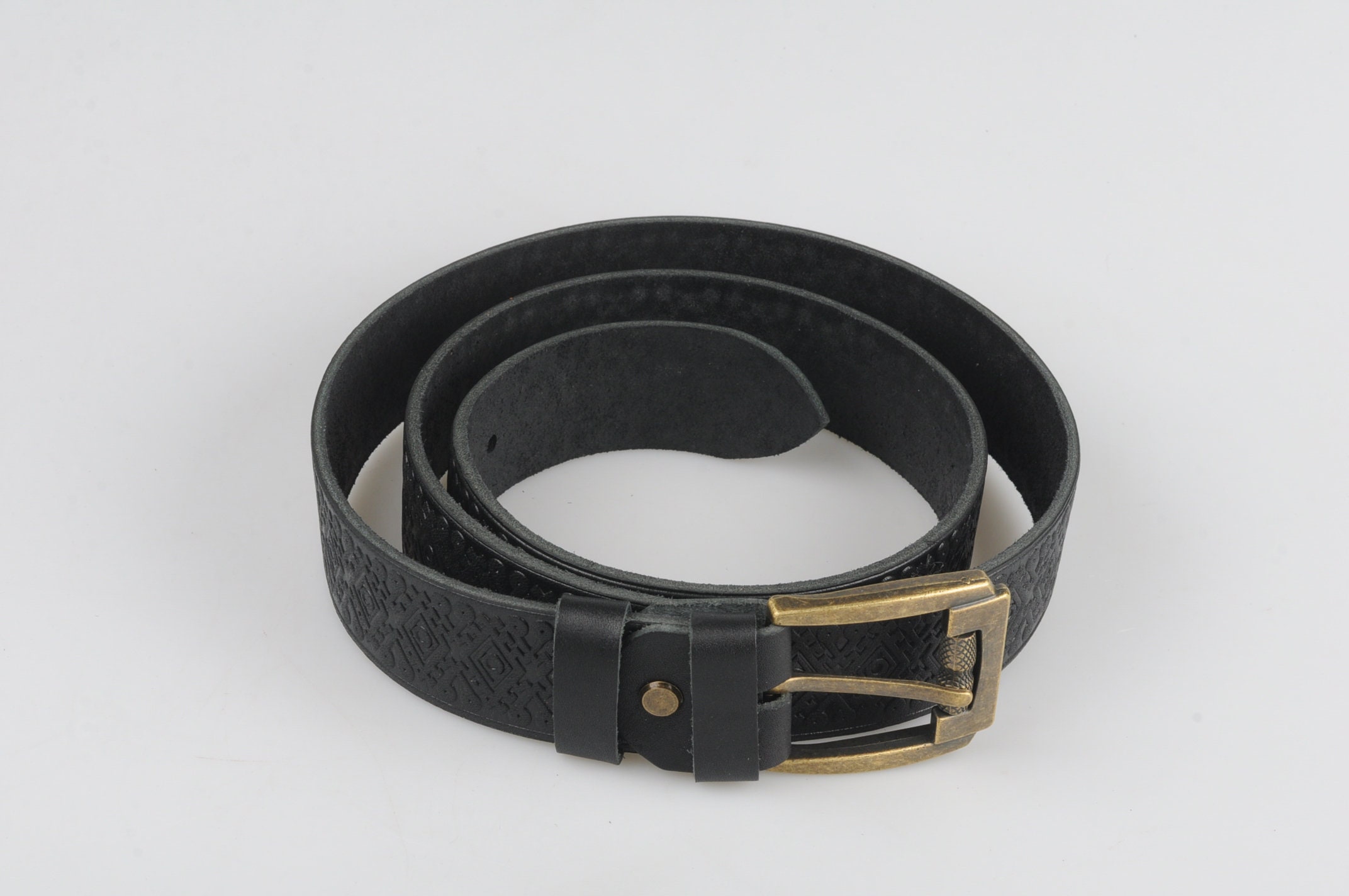 Black Leather Belt Genuine Leather Belt Embossed Leather - Etsy