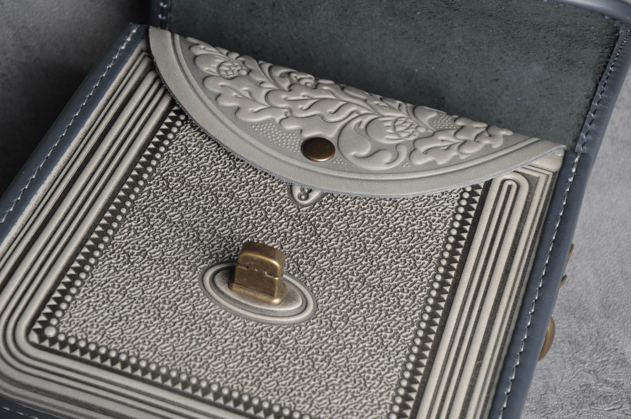 Gray crossbody bag embossed leather bag shoulder leather | Etsy