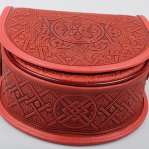 Round Crossbody Bag, Shoulder Leather Bag, Red Leather Purse, Hot ...