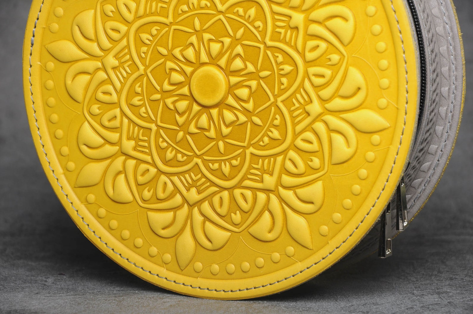 Yellow round bag yellow leather purse women round bags | Etsy