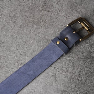 Blue Leather Belt, Genuine Leather Belt, Embossed Leather Belt, Mens ...