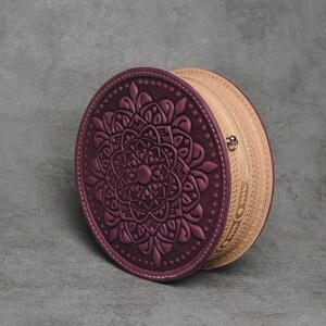 Purple Round Bag, Brown Leather Purse, Women Round Bags, Leather ...