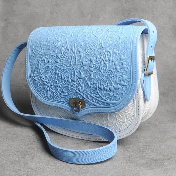 Light Blue Bag With Flowers - Etsy
