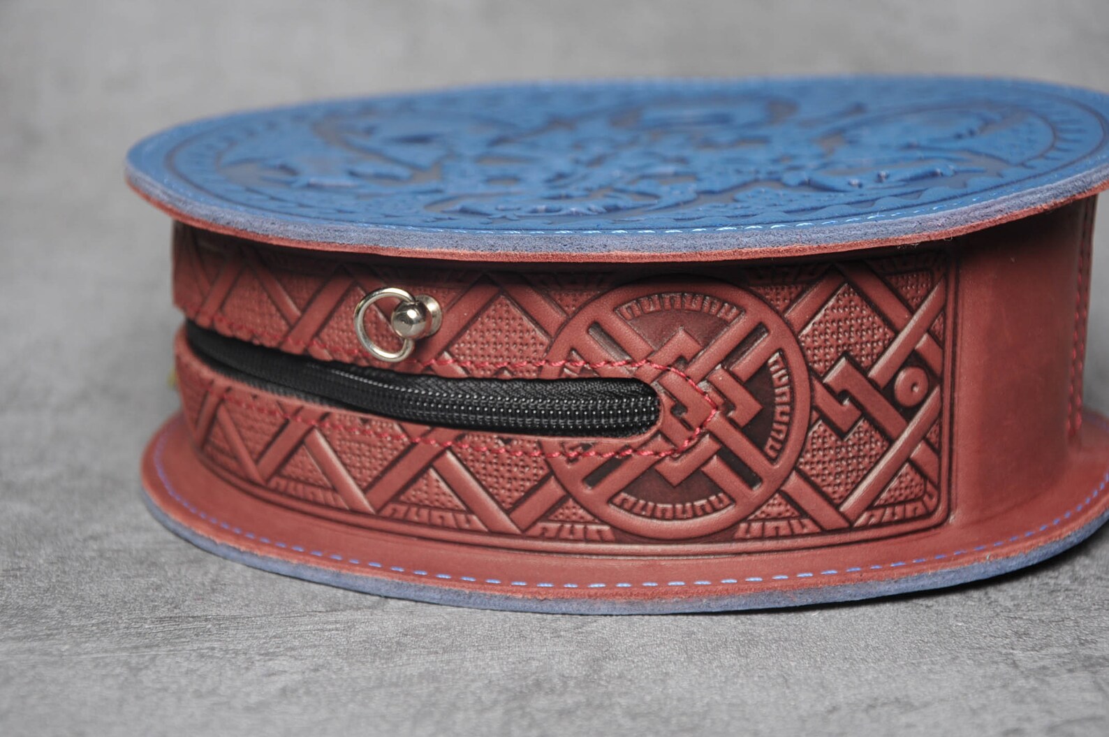 Blue round bag blue leather purse women round bags leather | Etsy