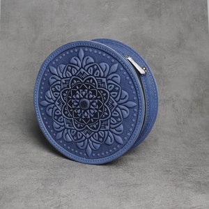 Blue Round Bag, Women Round Bags, Blue Leather Purse, Leather Evening ...