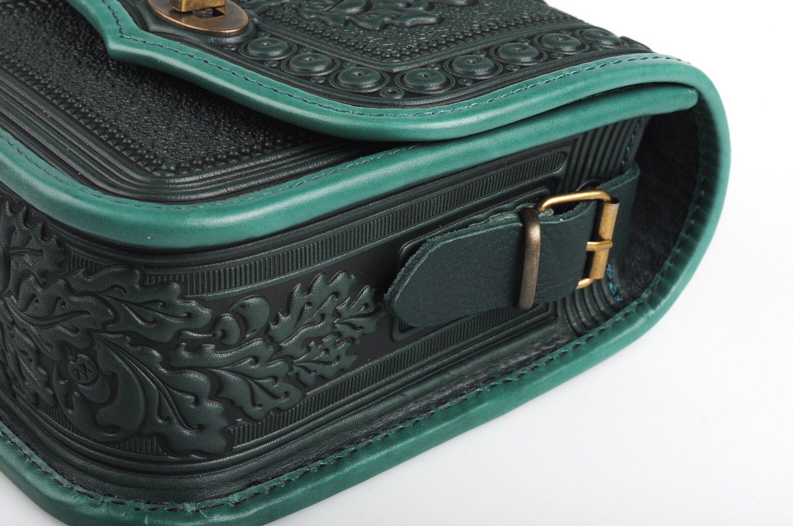 Genuine Leather Bag Green Leather Purse Embossed Leather - Etsy