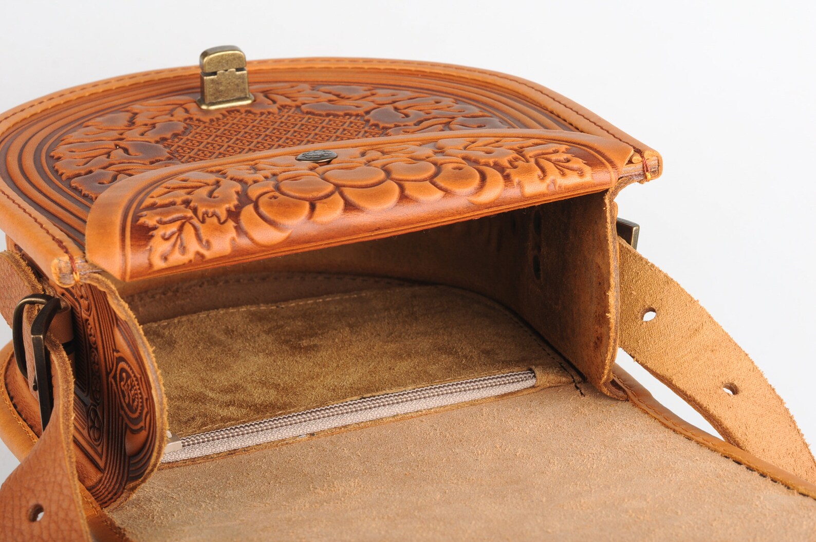 Foxy bag with metal round leather bag embossed bag foxy | Etsy