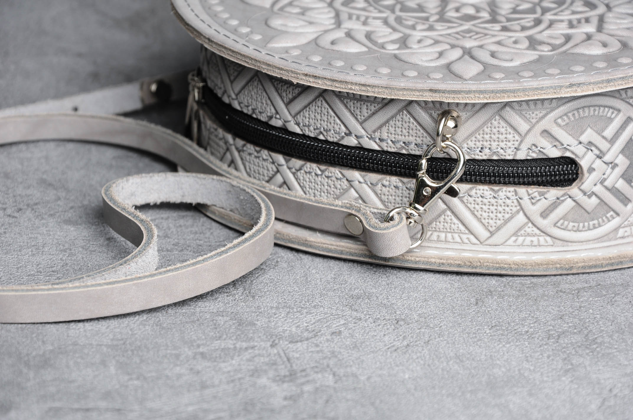 Gray round bag leather evening bag women round bags gray | Etsy