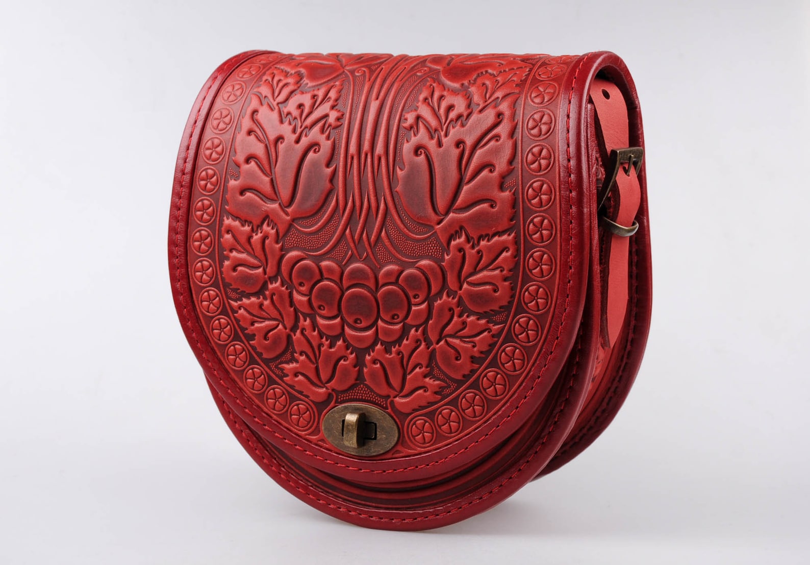 Red Bag Ladies Red Shoulder Bag Round Leather Bag Red | Etsy