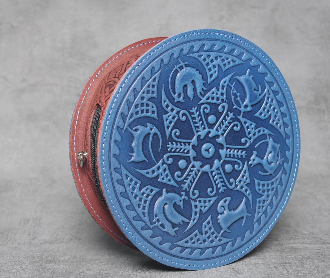 Blue round bag blue leather purse women round bags leather | Etsy