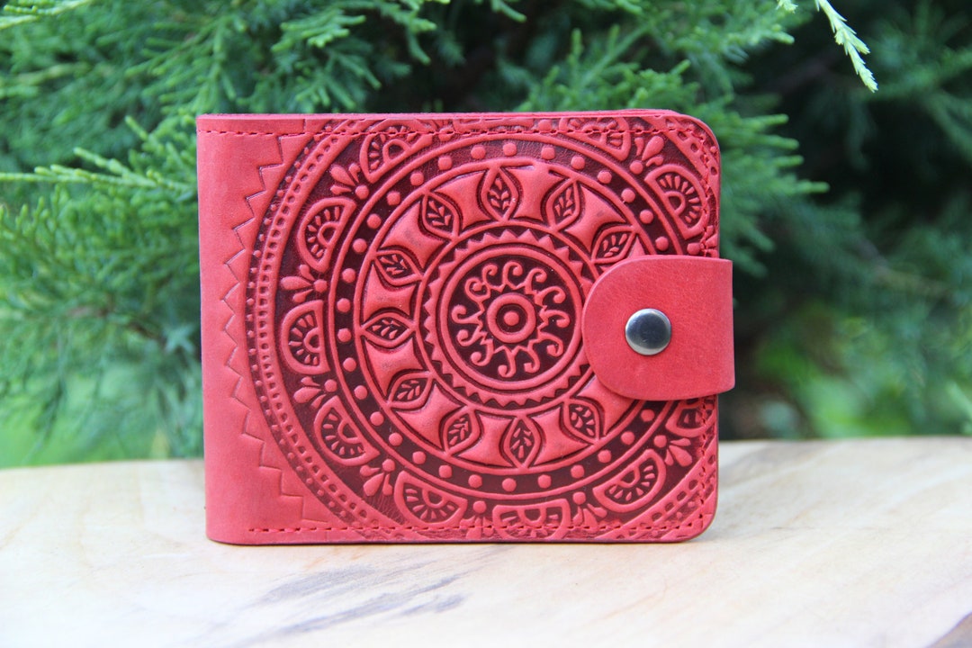 Red Wallet Ladies, Soft Leather Wallet, Pocket Wallet, Mandala Pocket ...