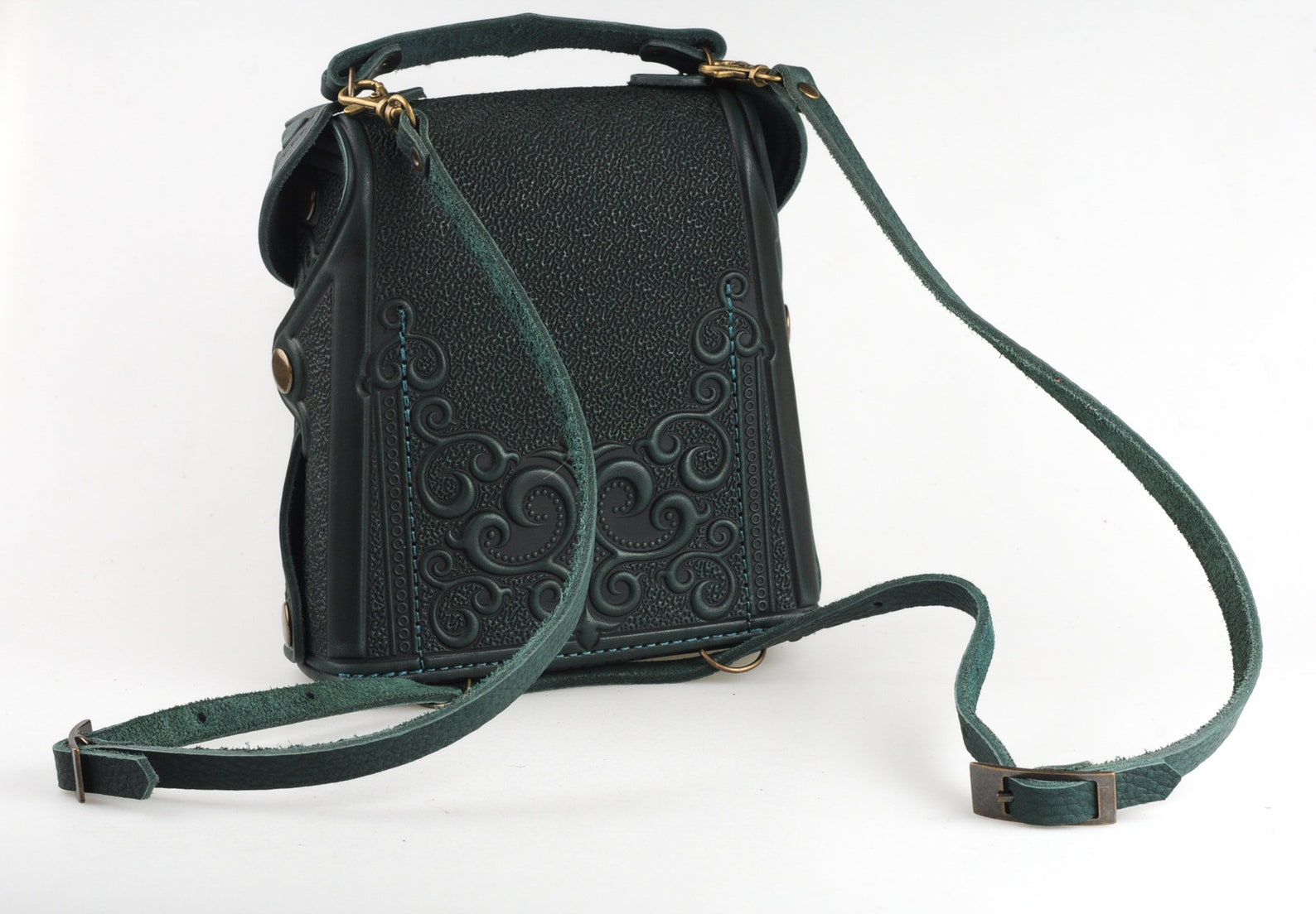 Green Leather Backpack Green Boho Packpack Leather Backpack - Etsy