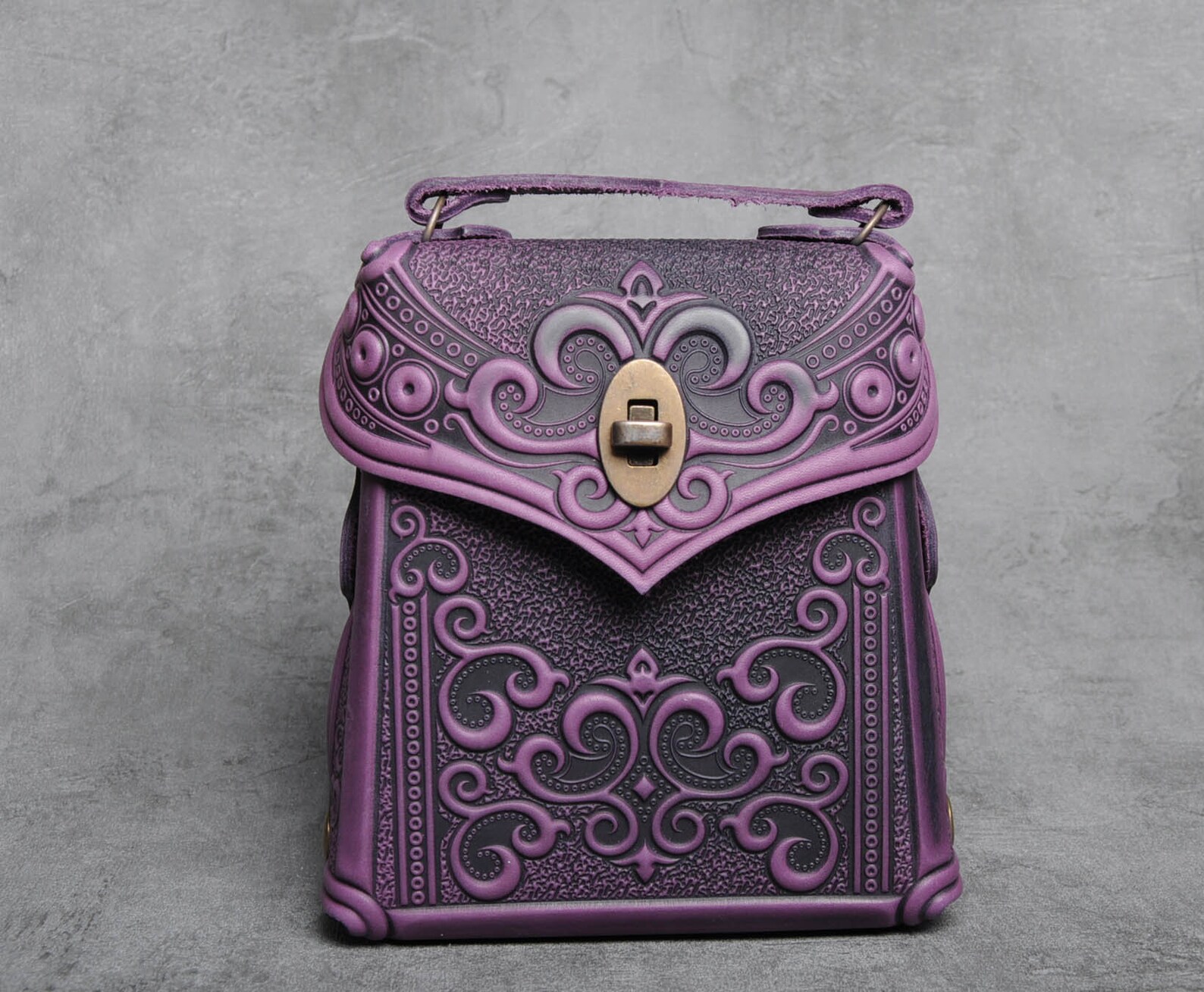 Purple Leather Backpack Small Boho Packpack Leather Backpack - Etsy