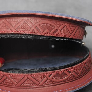 Blue round bag blue leather purse women round bags leather | Etsy