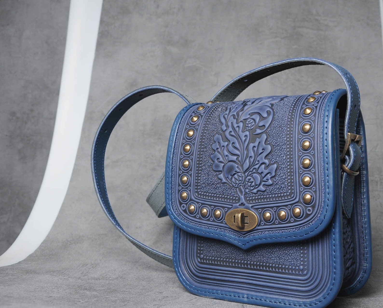 Blue Leather Purse Crossbody Bag Ladies Leather Purse With - Etsy