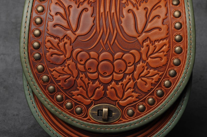 Foxy Bag With Metal Round Leather Bag Embossed Bag Foxy - Etsy