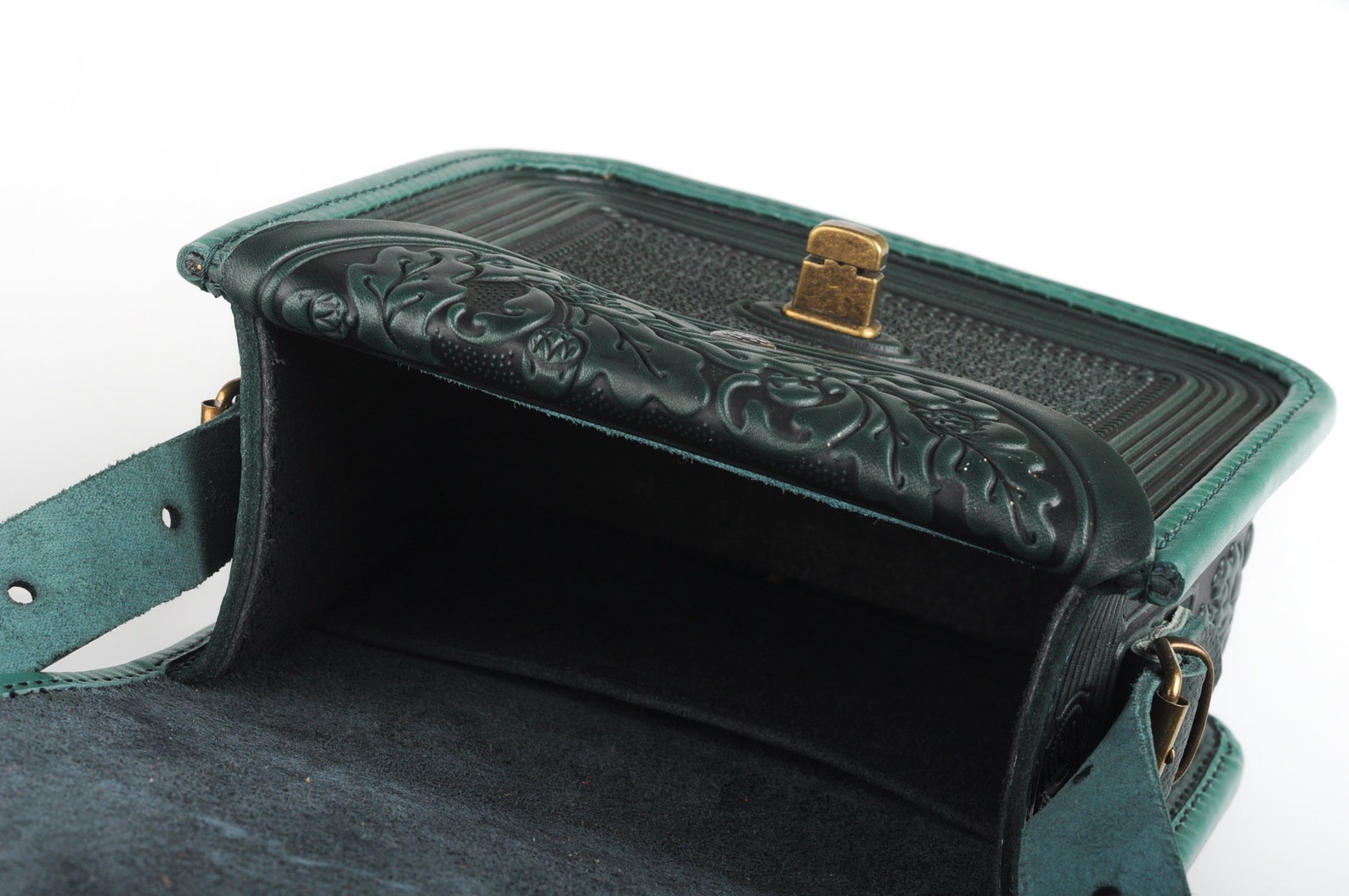 Genuine leather bag green leather purse embossed leather | Etsy