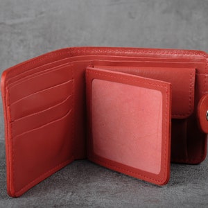 Red Leather Wallet Embossed Billfold Pocket Wallet Unique - Etsy