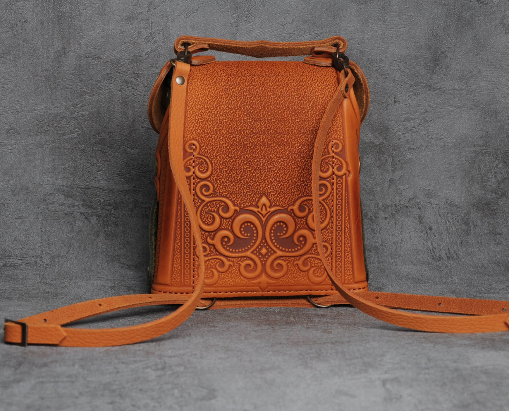 Olive/foxy Leather Backpacks Leather Backpack Women Boho | Etsy