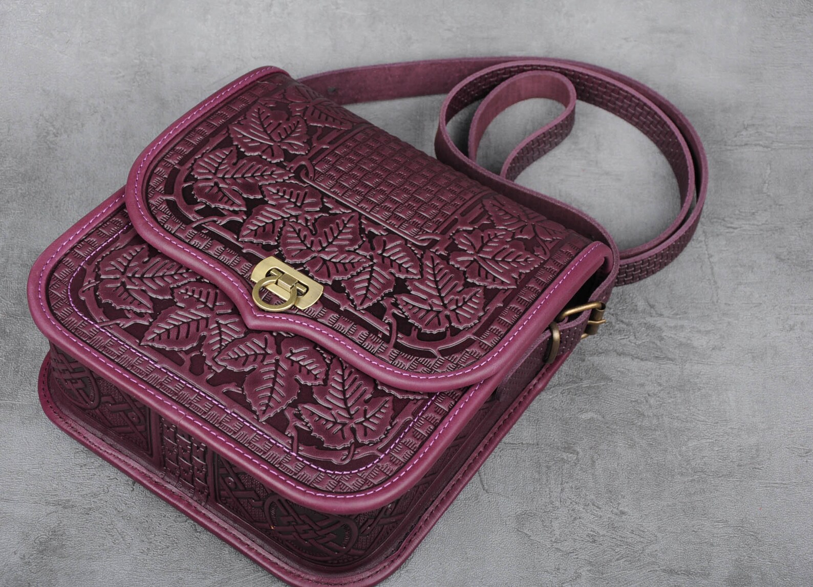 Purple Crossbody Bag Leather Purse Purple Leather Bag | Etsy