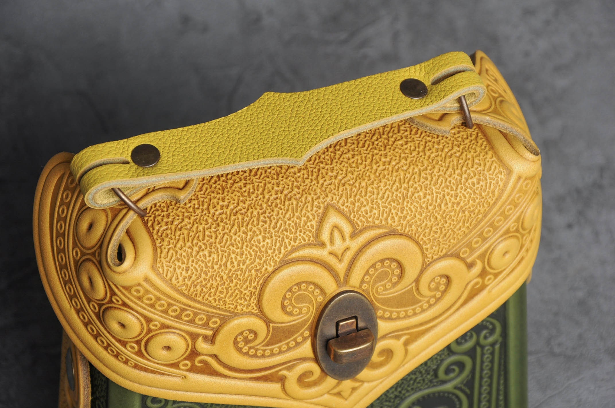 Olive/yellow leather backpacks leather backpack women boho | Etsy