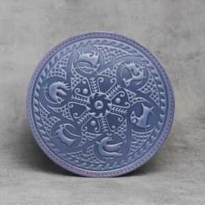 Blue Round Bag, Blue Leather Purse, Women Round Bags, Leather Evening ...